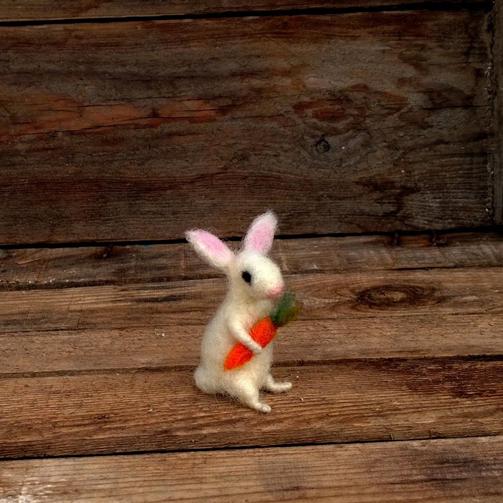 Felt Bunny Miniature Animal Easter Decoration Bunny and Carrot - Etsy