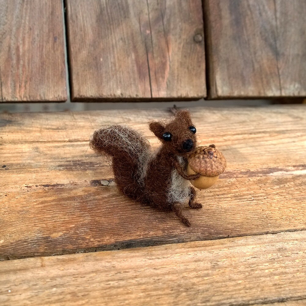 Squirrel Miniature Doll Felt Squirrel With Acorn Tiny Animal - Etsy