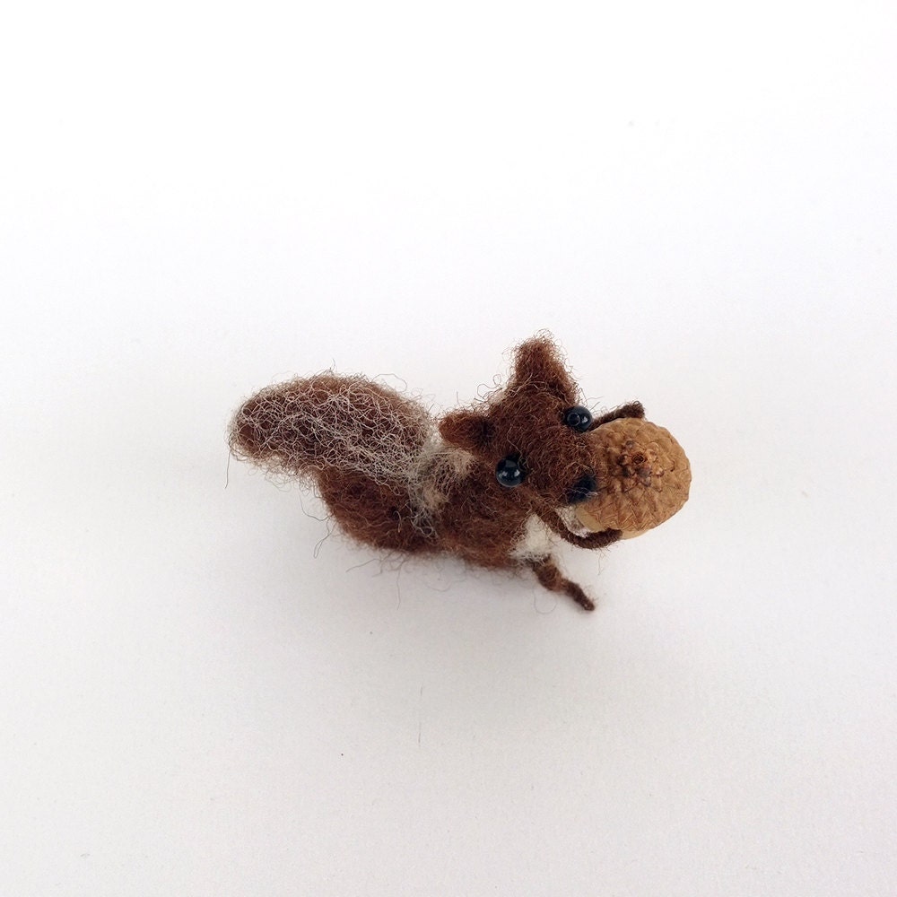 Squirrel Miniature Doll Felt Squirrel With Acorn Tiny Animal - Etsy