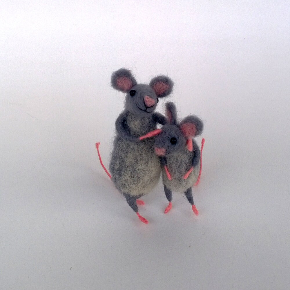 Needle Felted Couple Mouse 2 Cute Mice Miniature Animals Doll - Etsy