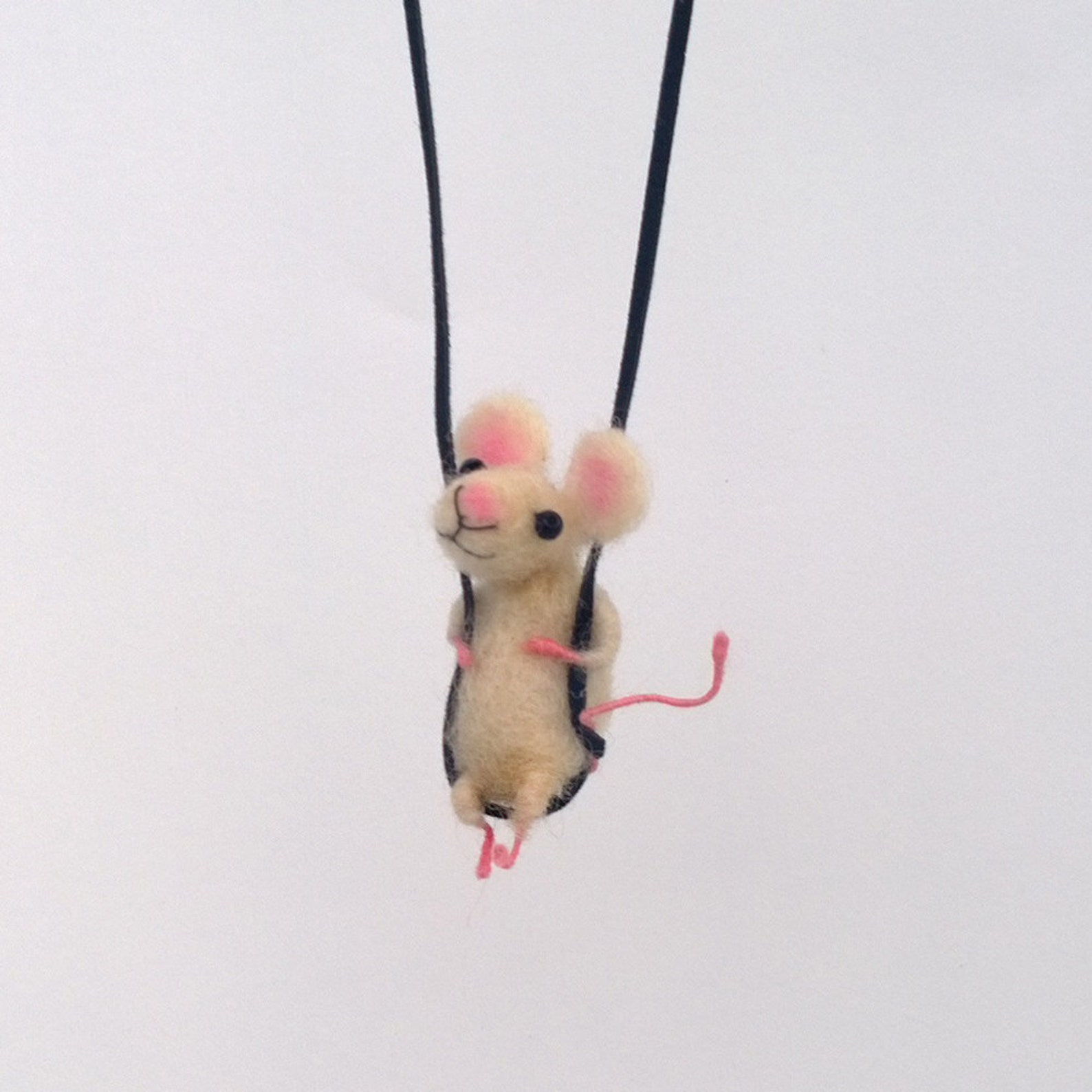 Mouse Necklace Jewelry White Miniature Woolen Mouse Charm Animal ...