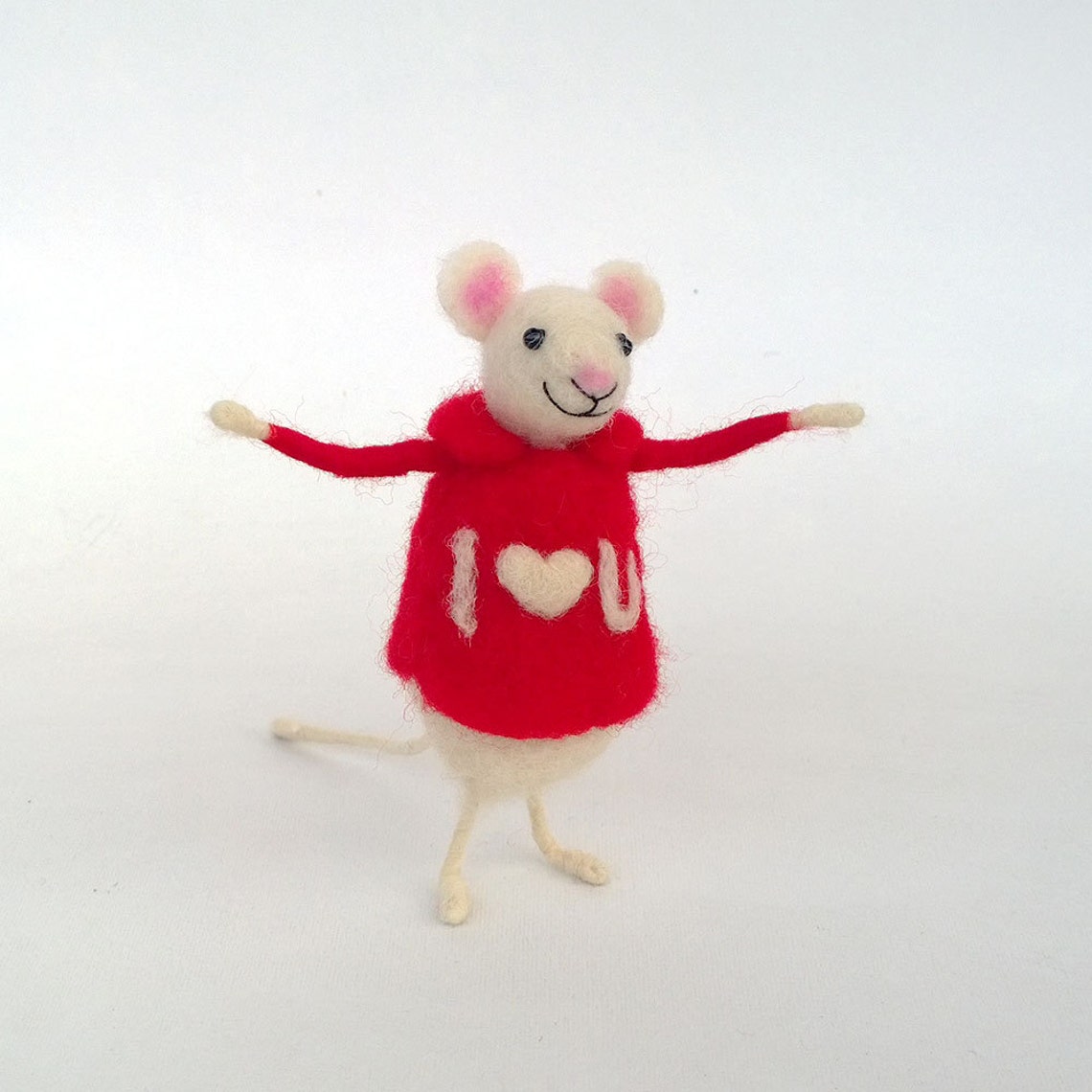 Valentines Day I LOVE YOU Mouse Gift Felt Mouse V Day Love Gift Tiny ...