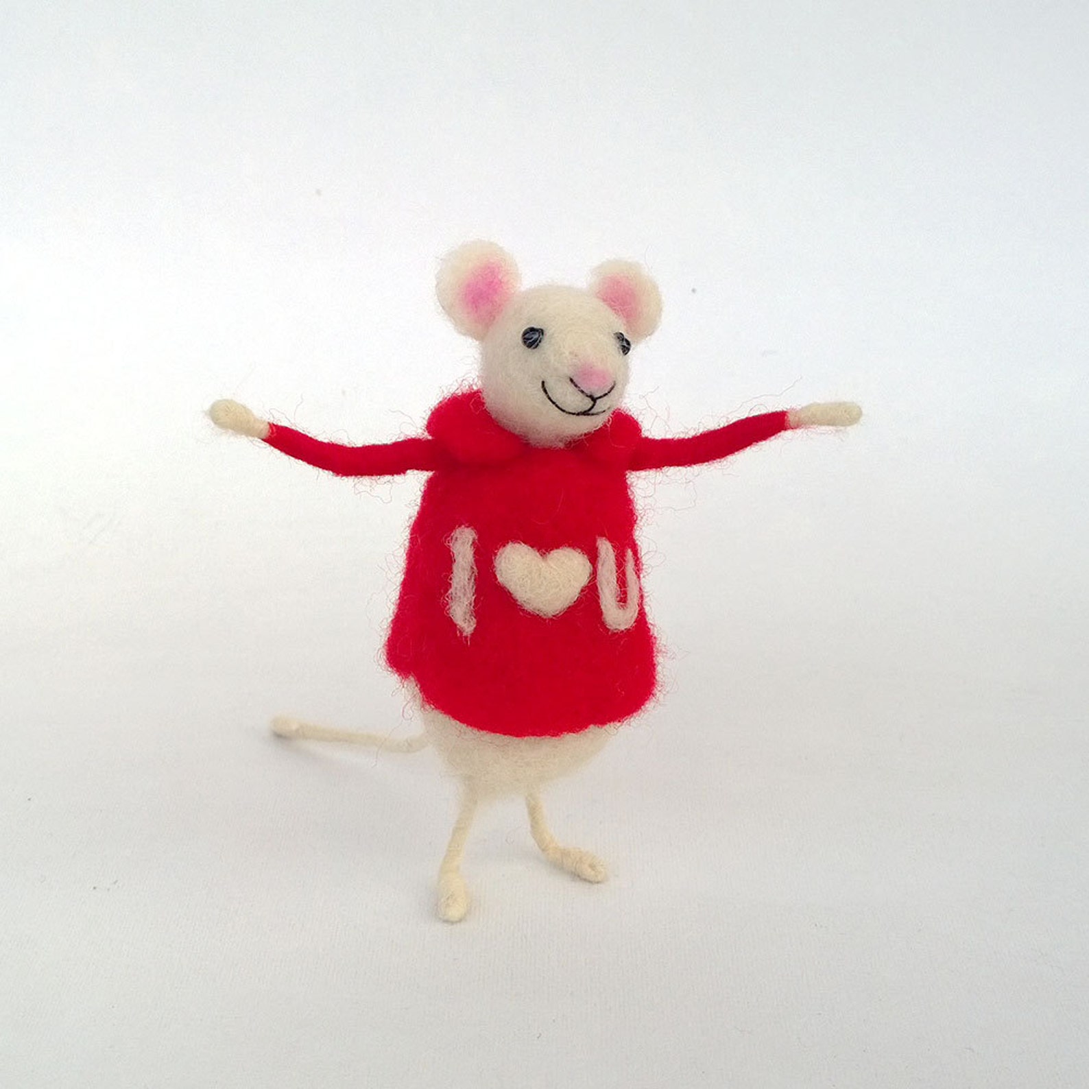 Valentines Day I LOVE YOU Mouse Gift Felt Mouse V Day Love Gift Tiny ...