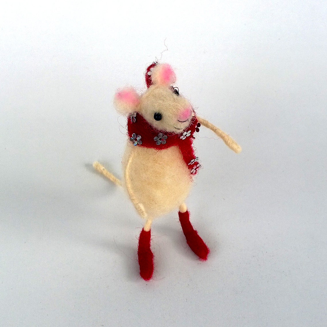 Christmas Mouse Ornament Scarf Tiny Mice Figurine Handmade - Etsy