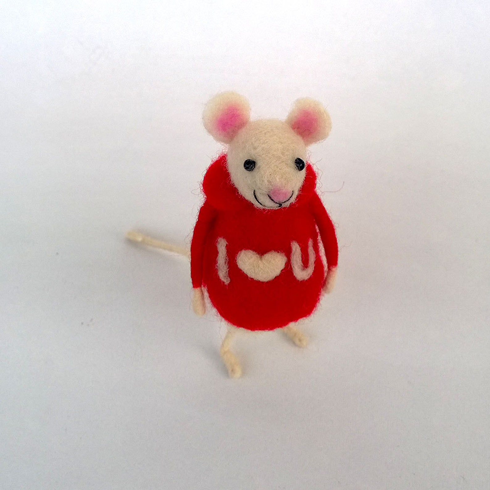 Valentines Day I LOVE YOU Mouse Gift Felt Mouse V Day Love Gift Tiny ...