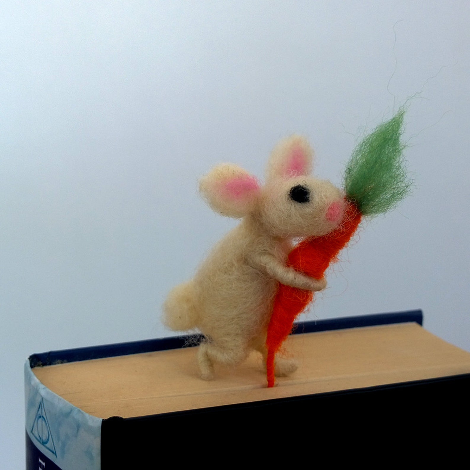 Bunny Bookmark White Woolen Rabbit Bookmark Animal Miniature - Etsy