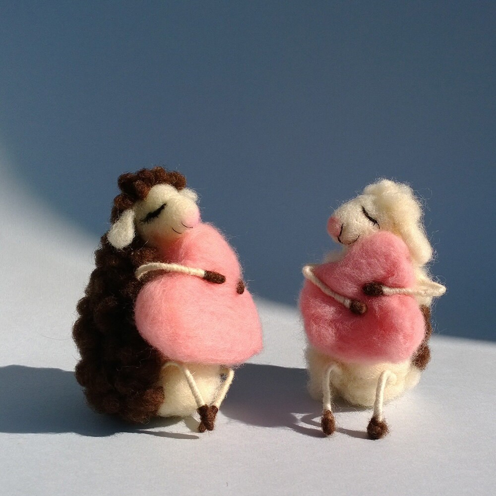 Felted Sheep Dreaming Love Aries Gift Needle Felted Animal Valentines ...