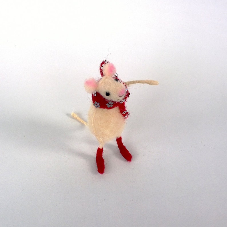 Christmas Mouse Ornament Scarf Tiny Mice Figurine Handmade - Etsy