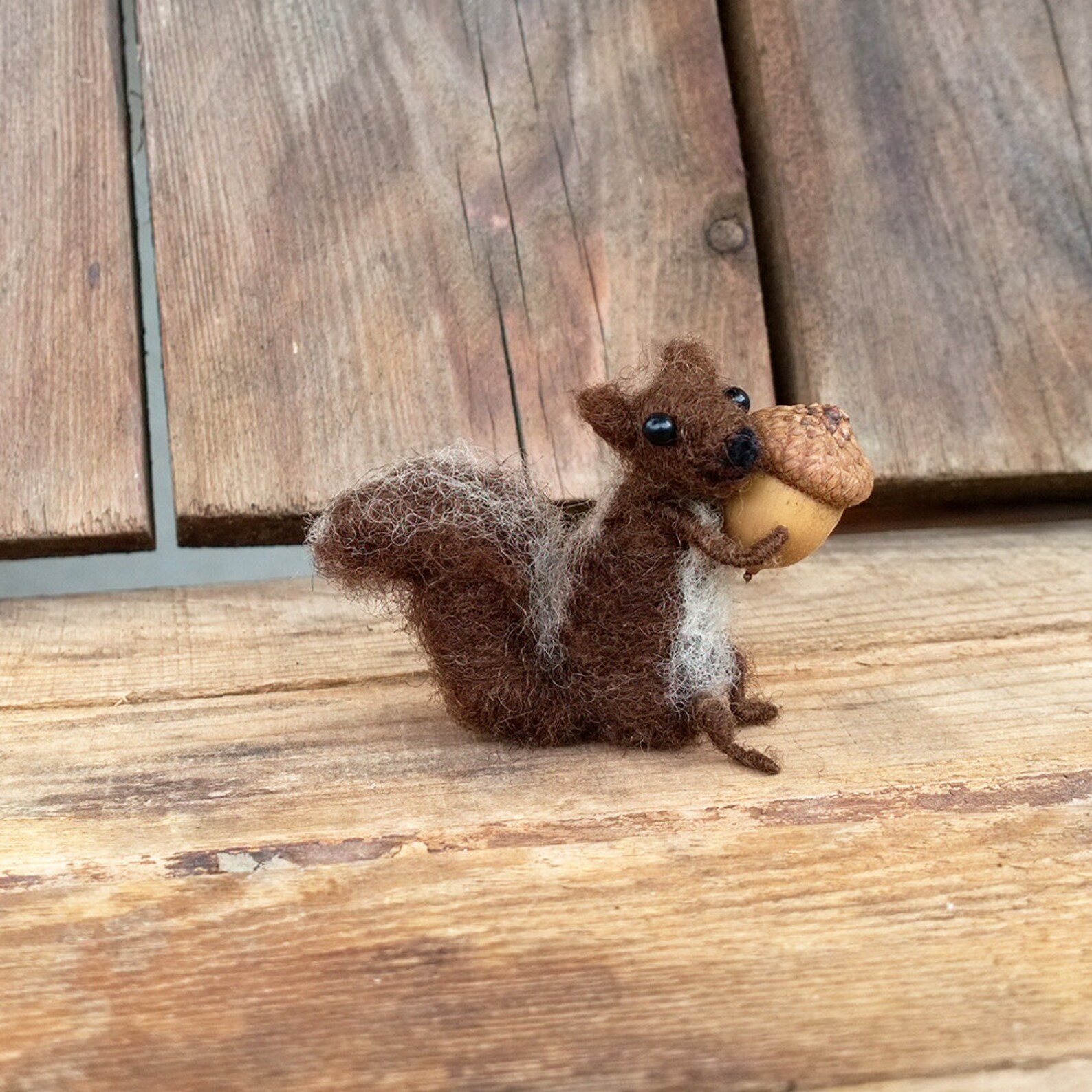 Squirrel Miniature Doll Felt Squirrel With Acorn Tiny Animal - Etsy