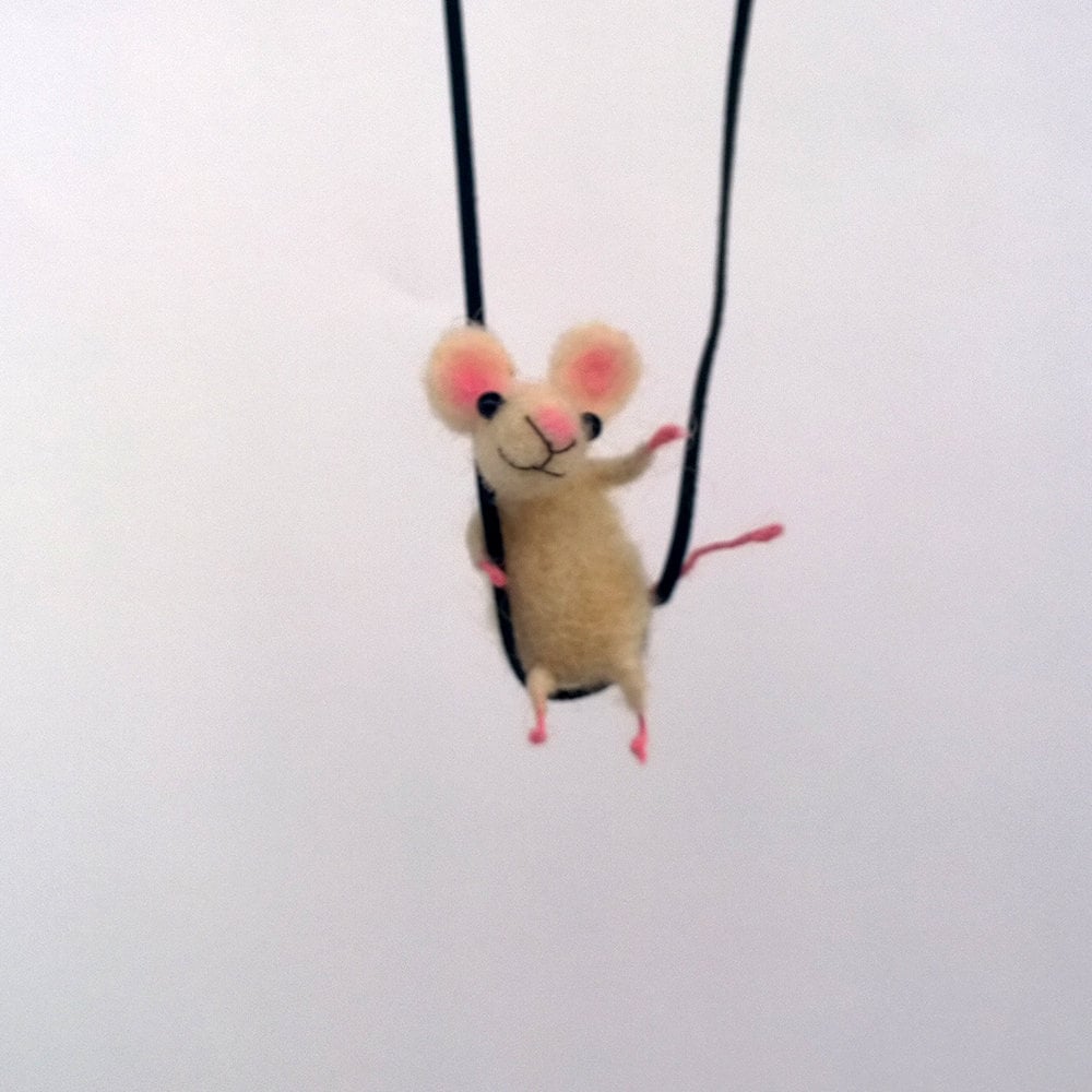 Mouse Necklace Jewelry White Miniature Woolen Mouse Charm Animal ...