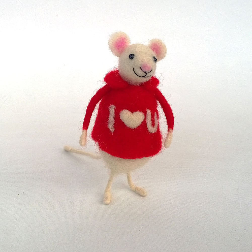 Valentines Day I LOVE YOU Mouse Gift Felt Mouse V Day Love Gift Tiny ...