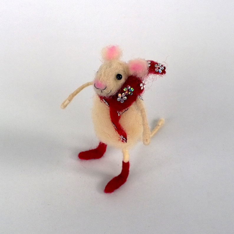 Christmas Mouse Ornament Scarf Tiny Mice Figurine Handmade - Etsy