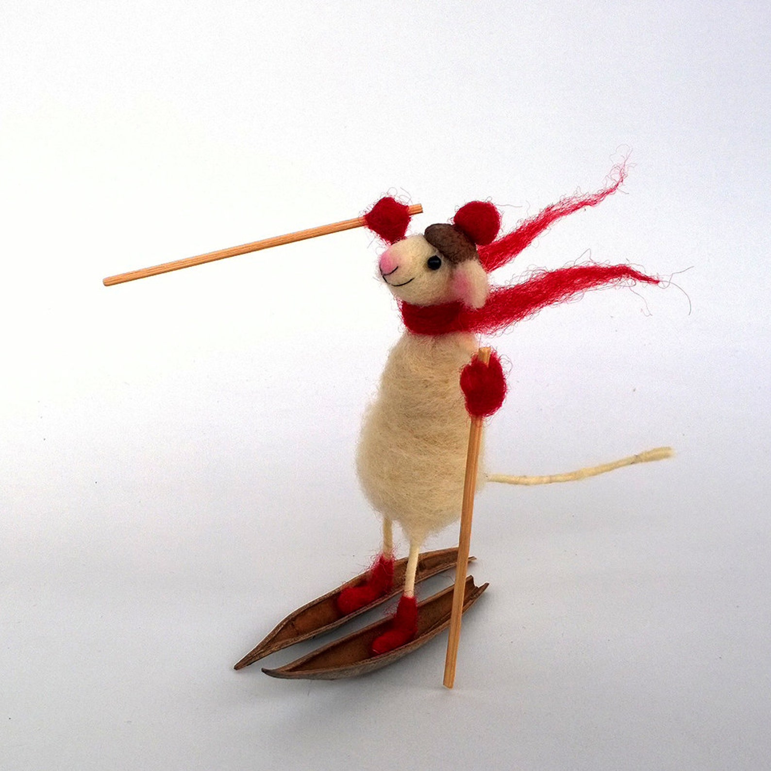 Mouse skiing Animal figurine Tiny mouse ornament Whimsical | Etsy