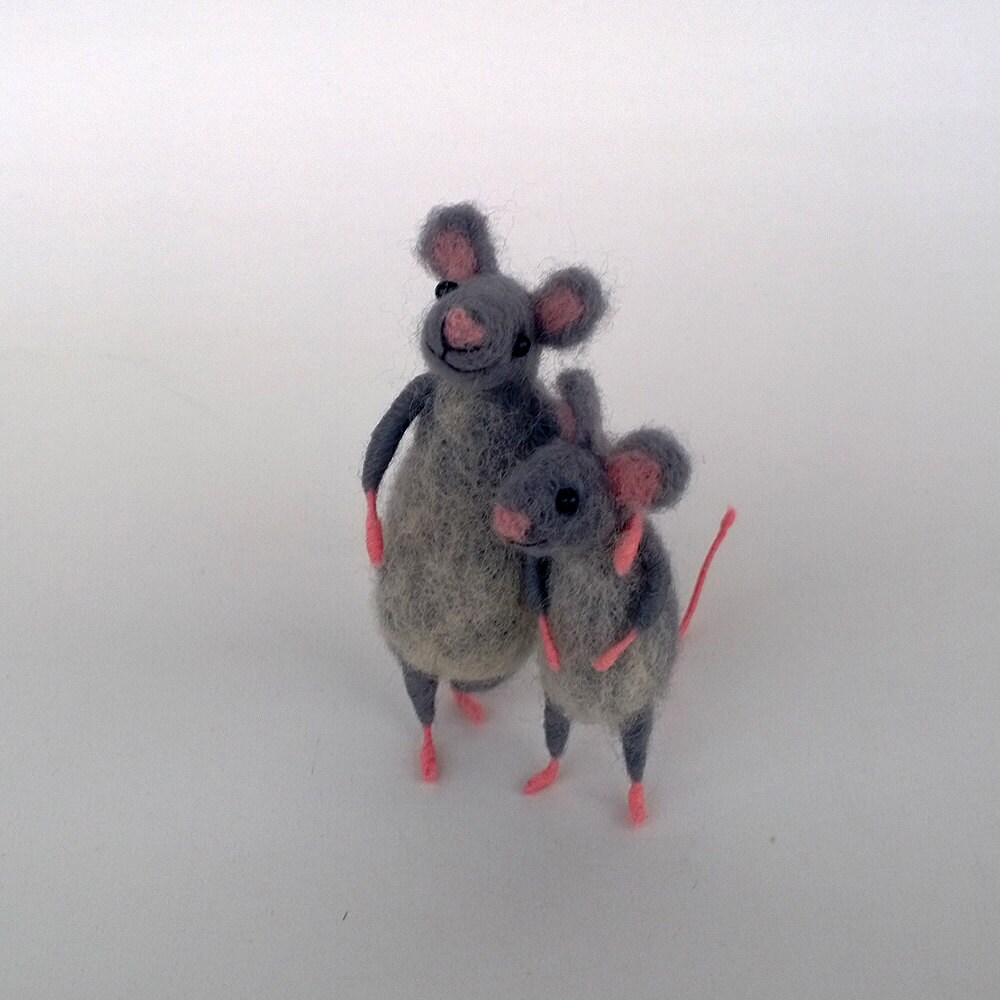 Needle Felted Couple Mouse 2 Cute Mice Miniature Animals Doll - Etsy