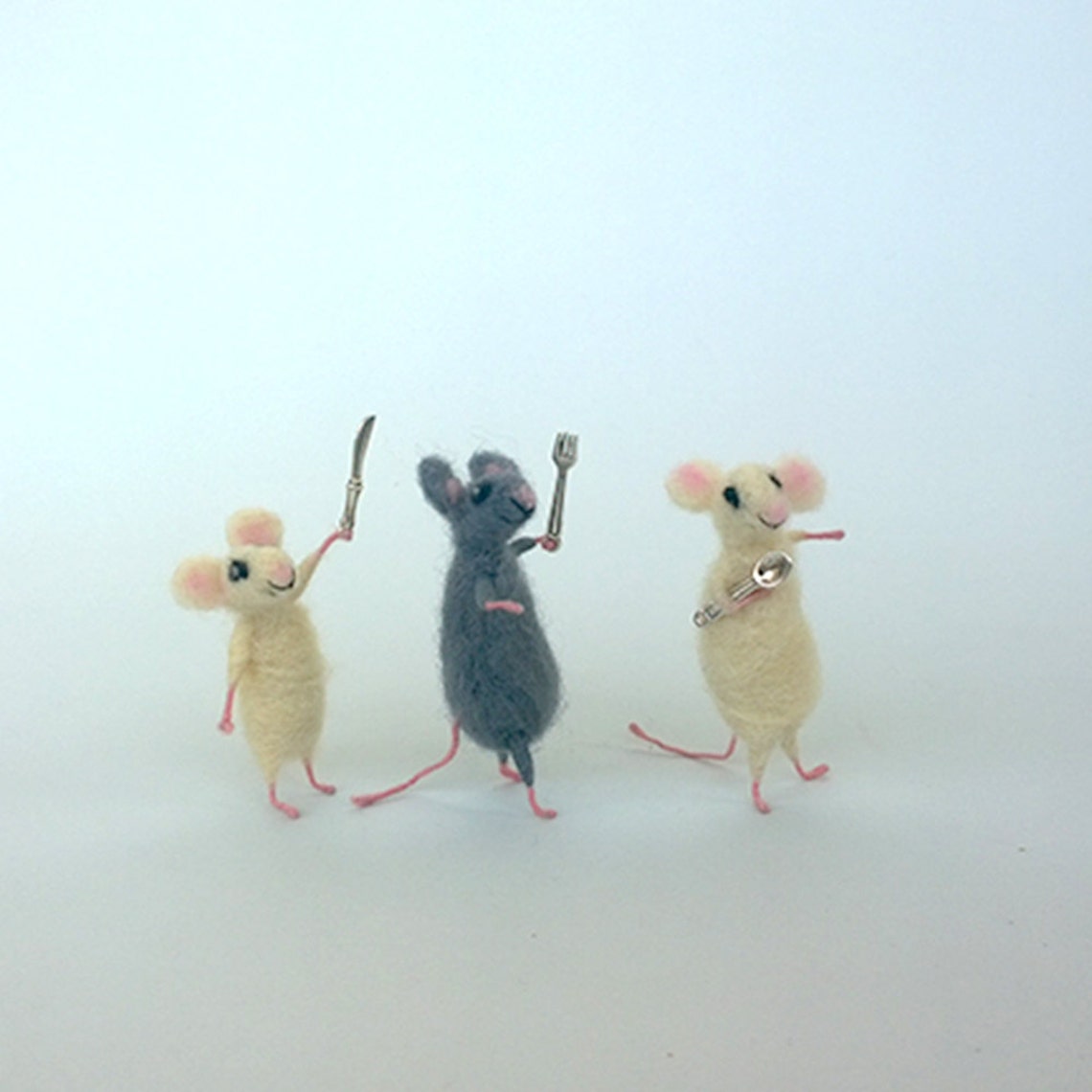 Felt Miniature Hungry Mice Woolen Mouse Fork Spoon Knife - Etsy Canada