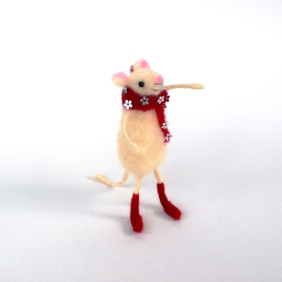 Christmas Mouse Ornament Scarf Tiny Mice Figurine Handmade - Etsy