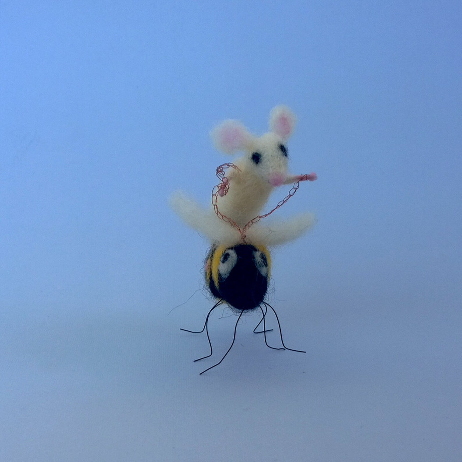 Miniature Felt Mouse Riding Bumble Bee Needle Felt Whimsical - Etsy