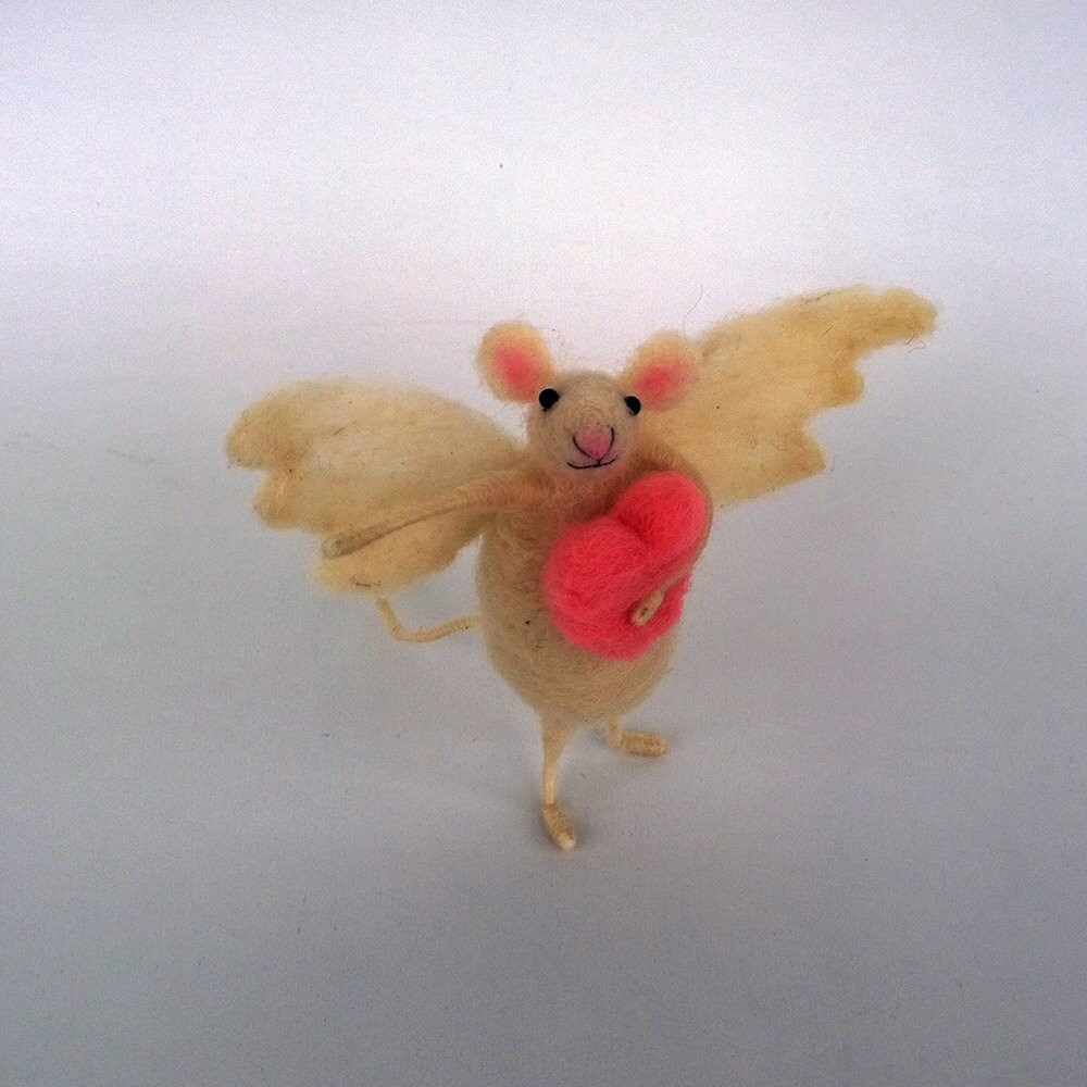 Felt Mouse Angel Pink Heart Valentine's Day Gift Miniature - Etsy