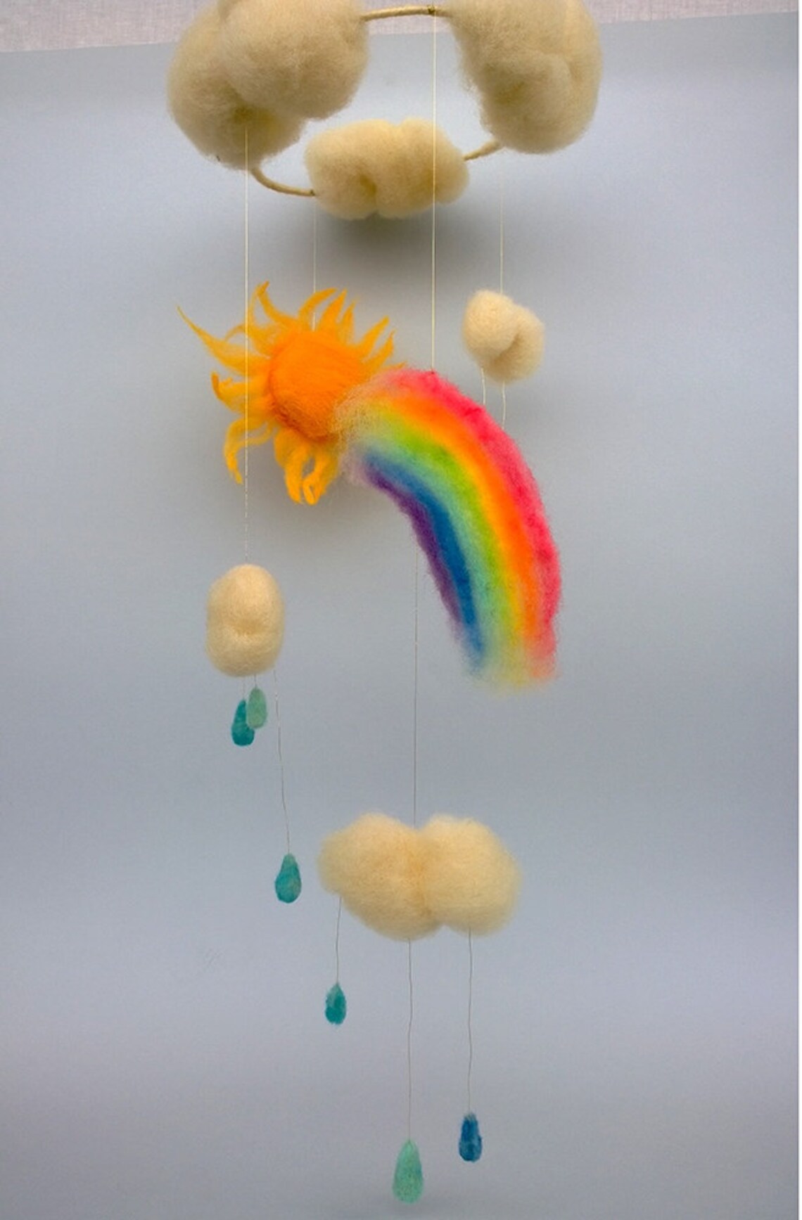 Rainbow Mobile Felt Sun Clouds Raindrops Baby Crib Décor - Etsy