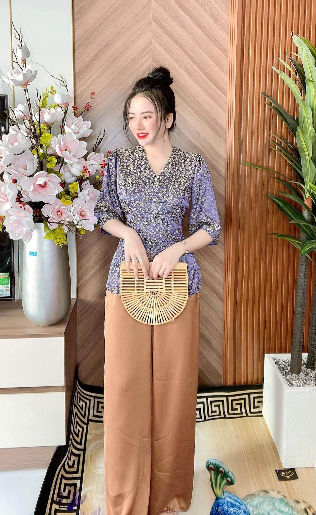 Ao Dai Vietnamese Designed Do Di Chua Set Gam - Etsy