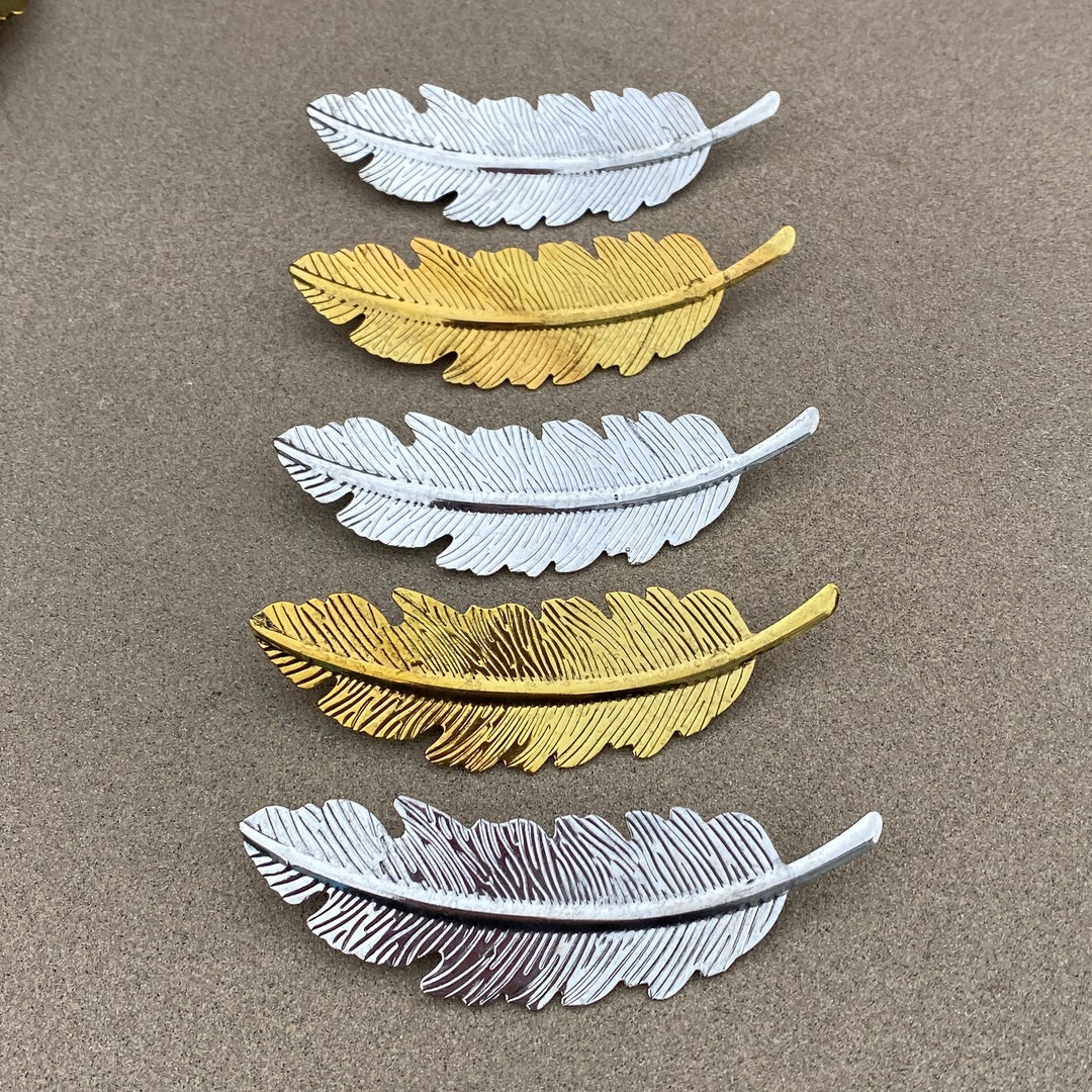 Antiqued Metal Feather Barrette - Boho Hair Clip (2-pack) - Etsy