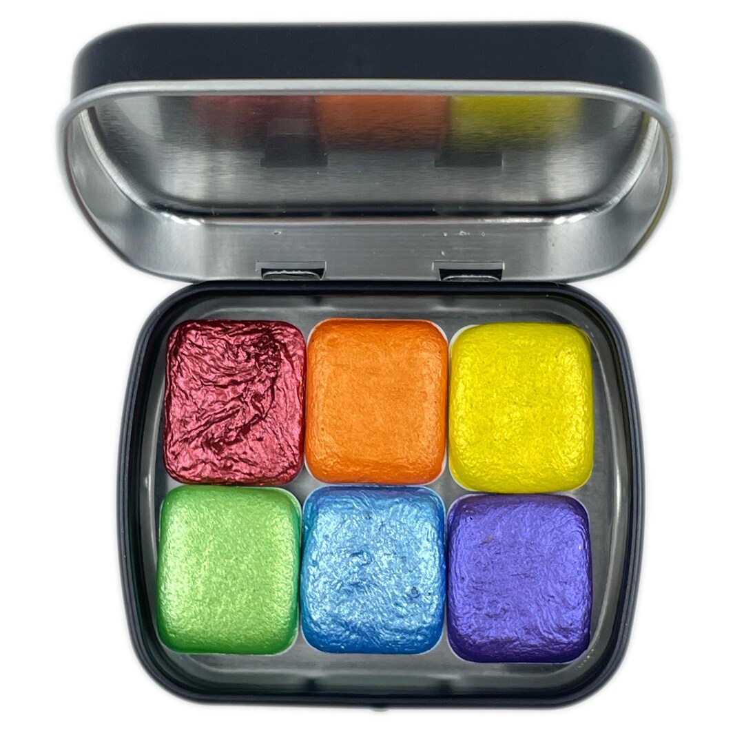 Rainbow2 Set Handmade Metallic Mica Shimmer Watercolor Half Paint - Etsy