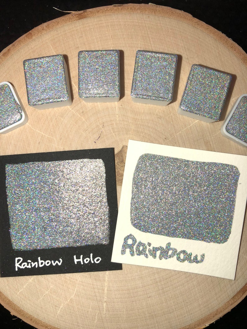 Rainbow Holo Handmade watercolor paints holographic | Etsy