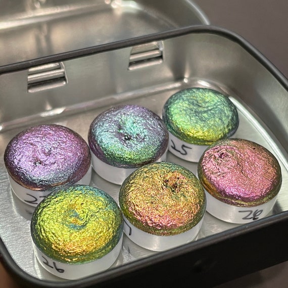 Button Pearl Set Handmade Rainbow Color Shift Watercolor Paint - Etsy