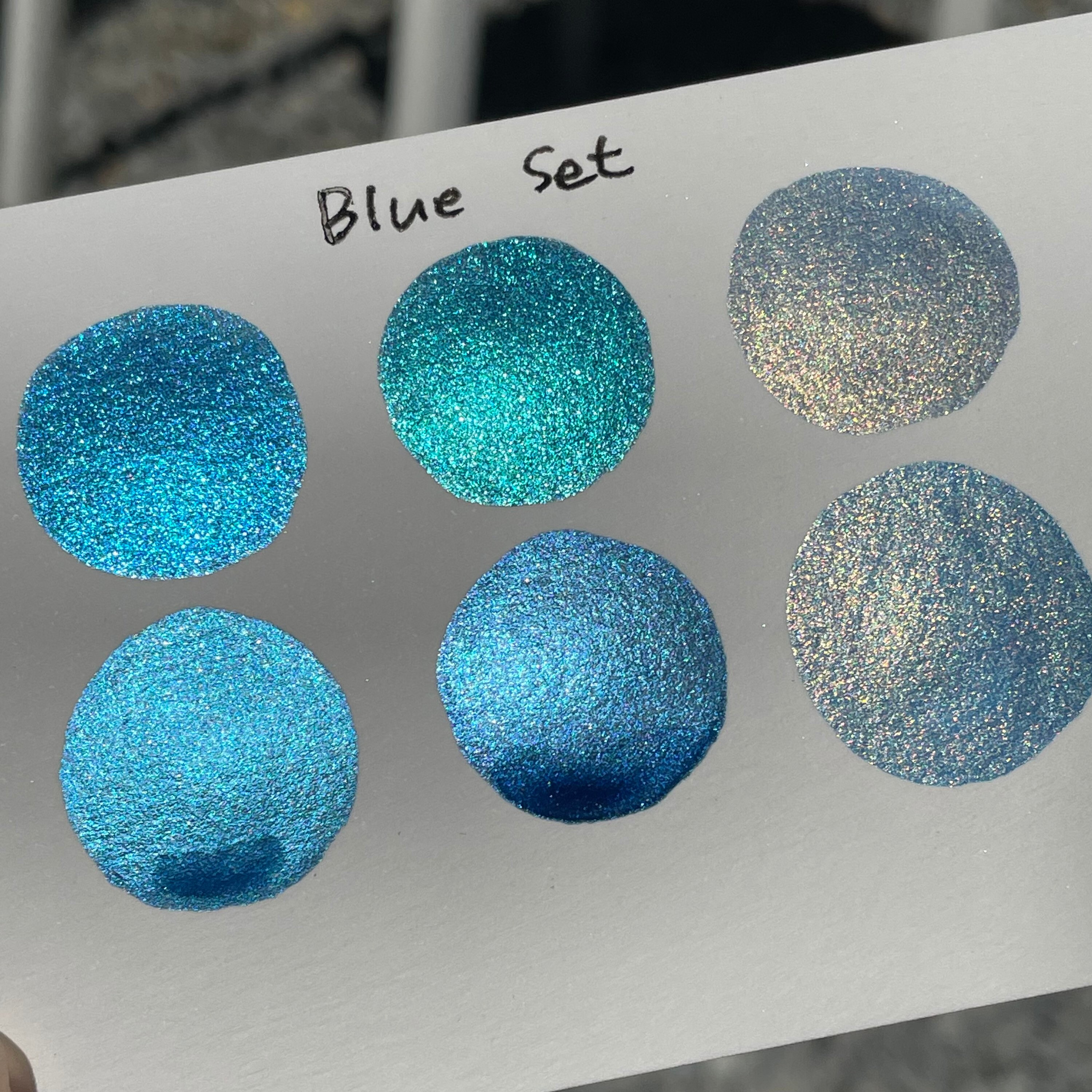 Blue Set renewed Handmade Watercolor Paints Half Pans in Tin | Etsy