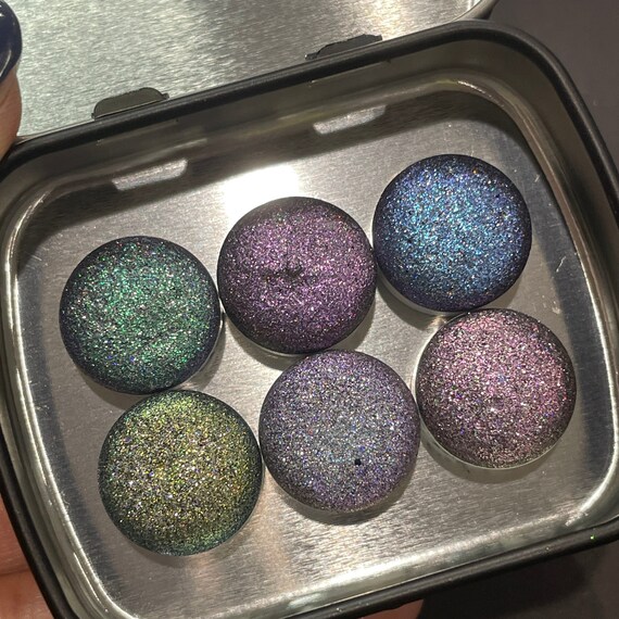 Button Night Series Set Handmade Glittery Color Shift - Etsy