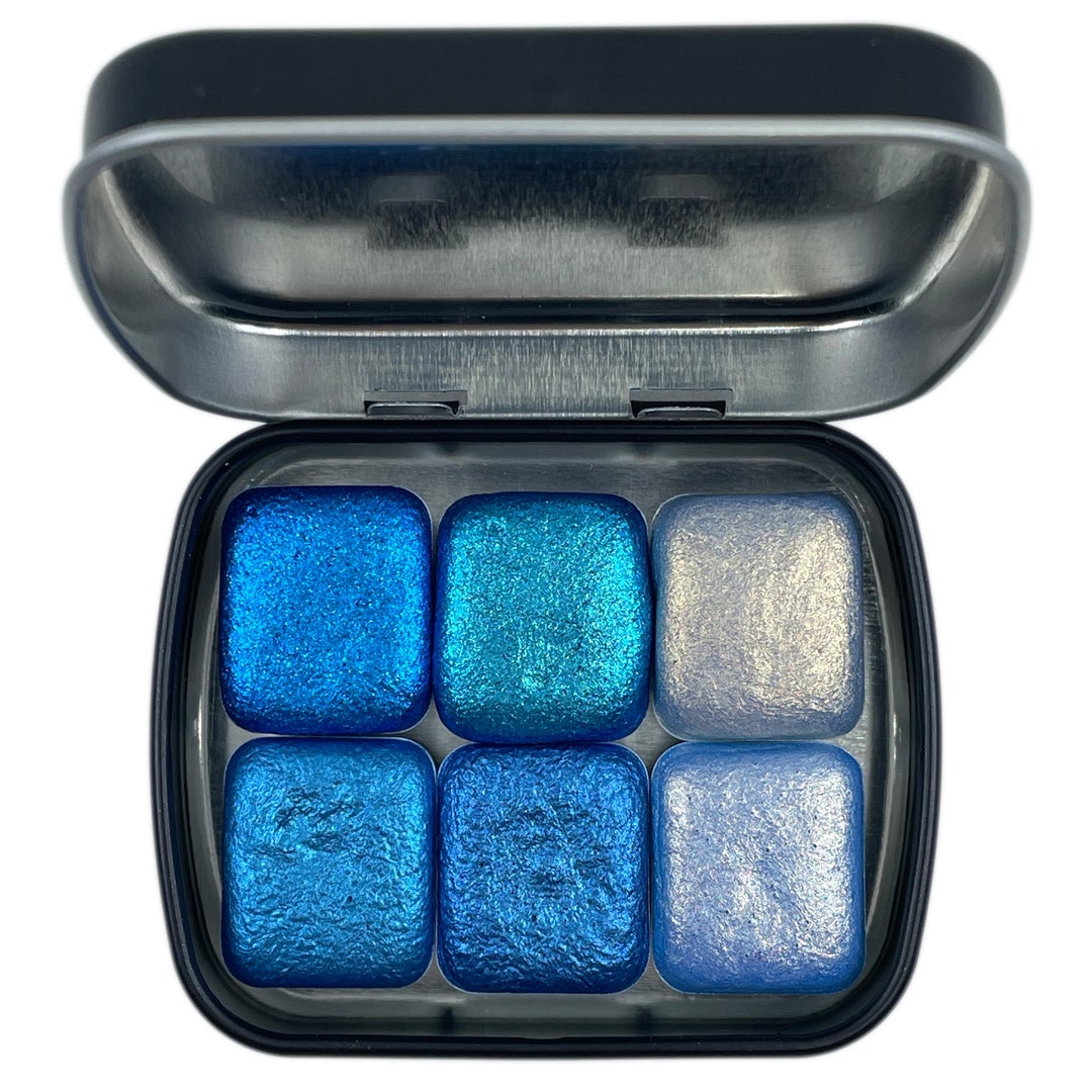 Blue Set Handmade Shimmer Metallic Chameleon Colorshift Watercolor ...