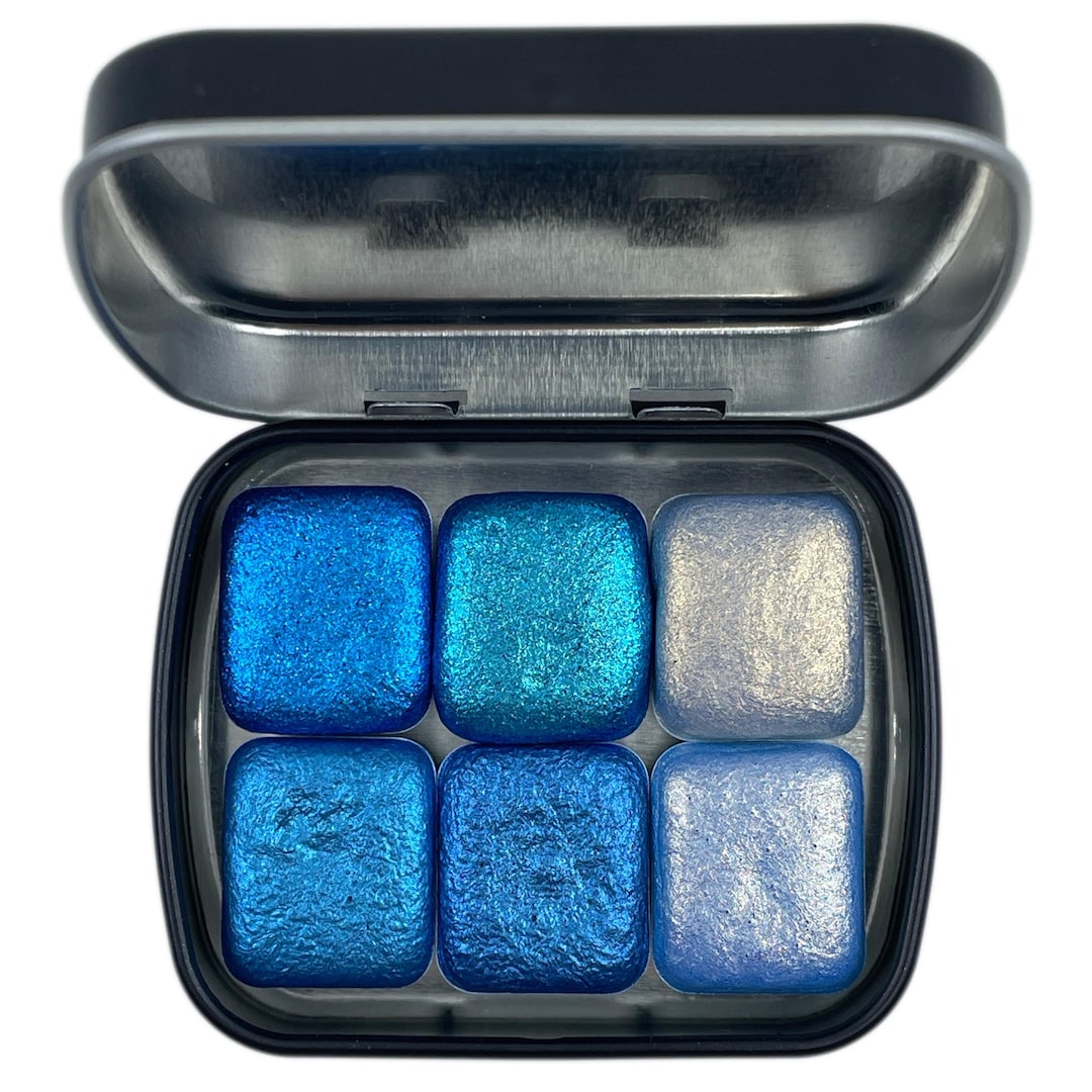 Blue Set (renewed) Handmade Watercolor Paints Half Pans in Tin Case - Etsy