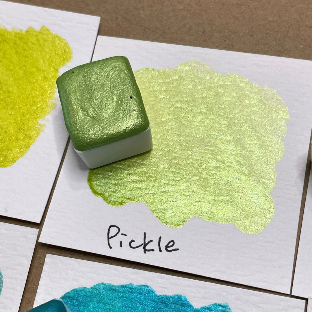 Pickle Green Handmade Shimmer Watercolor Paints Mica - Etsy