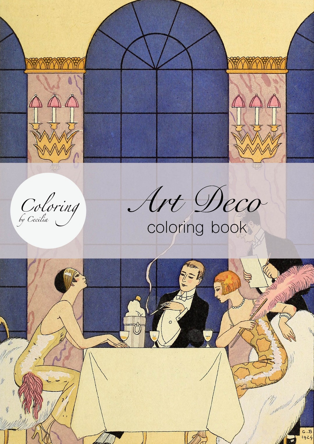 Libro para colorear Art déco 8 grabados de ilustraciones de moda Dibujado a mano Descarga ...