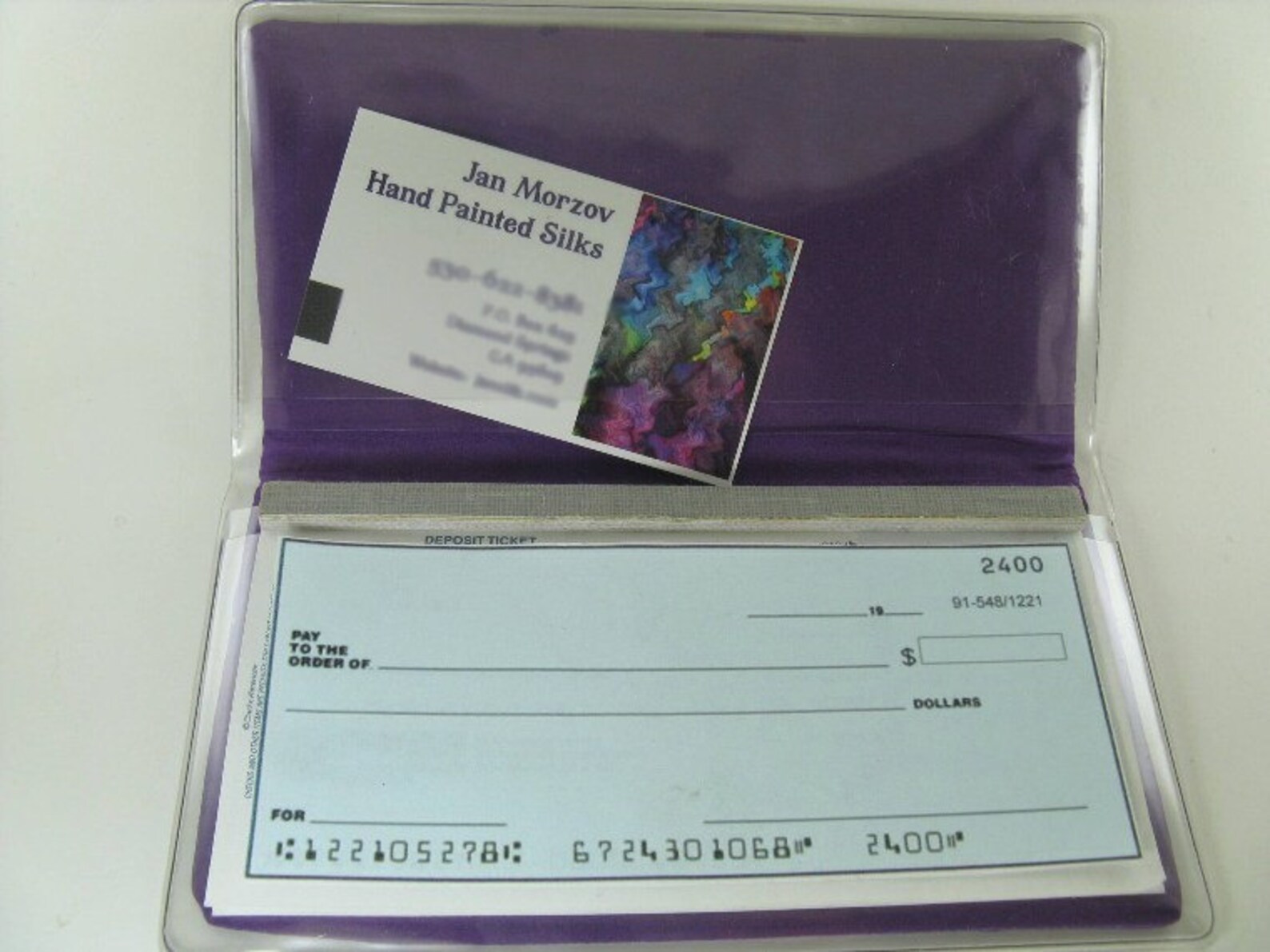 Checkbook Cover pink Zigzag Hand Painted Silk Art | Etsy