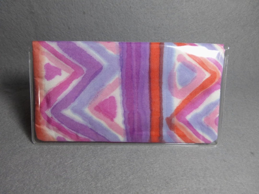Checkbook Cover pink Zigzag, Hand Painted Silk Art Check Cover - Etsy
