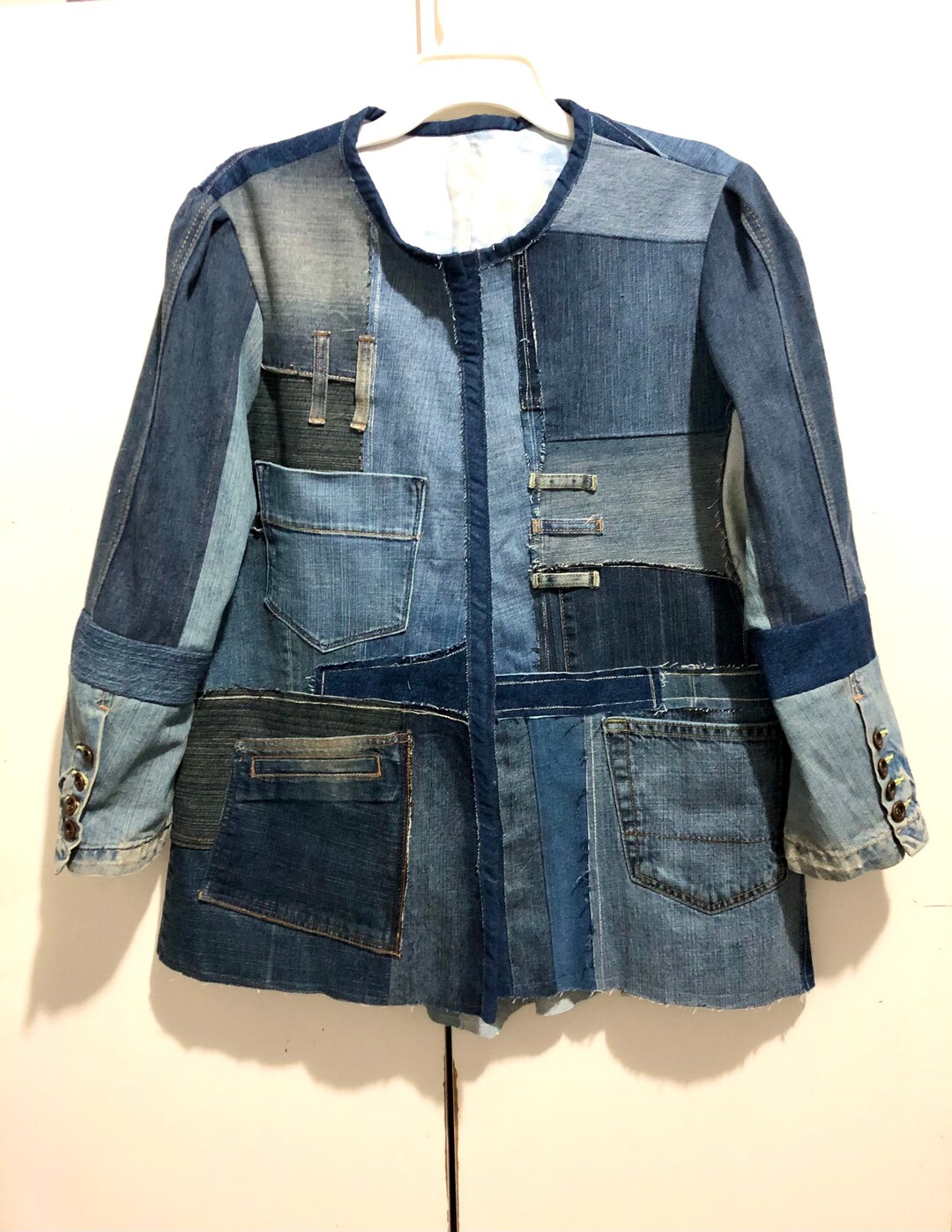 Upcycled Denim Open Jacket/patchwork Jacket/handmade Denim - Etsy