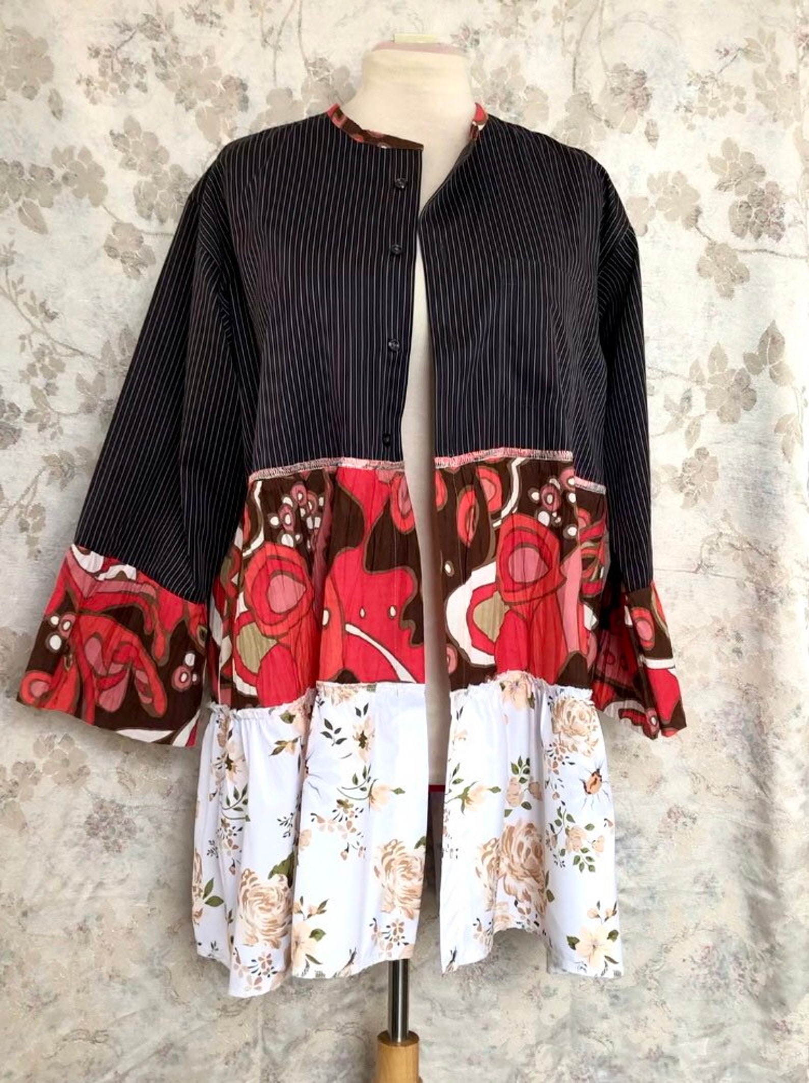 Upcycled Duster Tunic /refashioned Duster Dress/reworked Shirt Dress ...