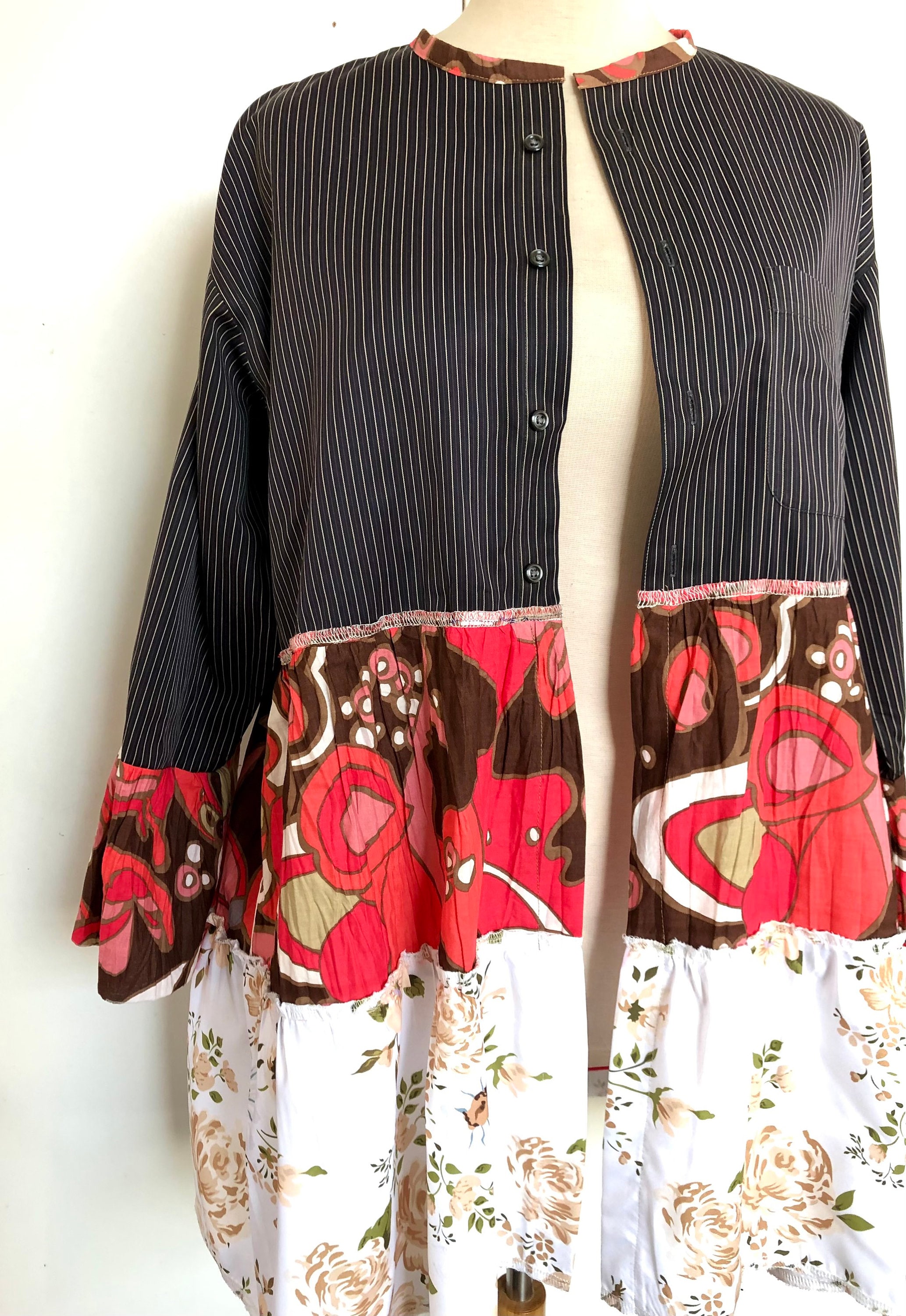 Upcycled Duster Tunic /refashioned Duster Dress/reworked Shirt Dress ...