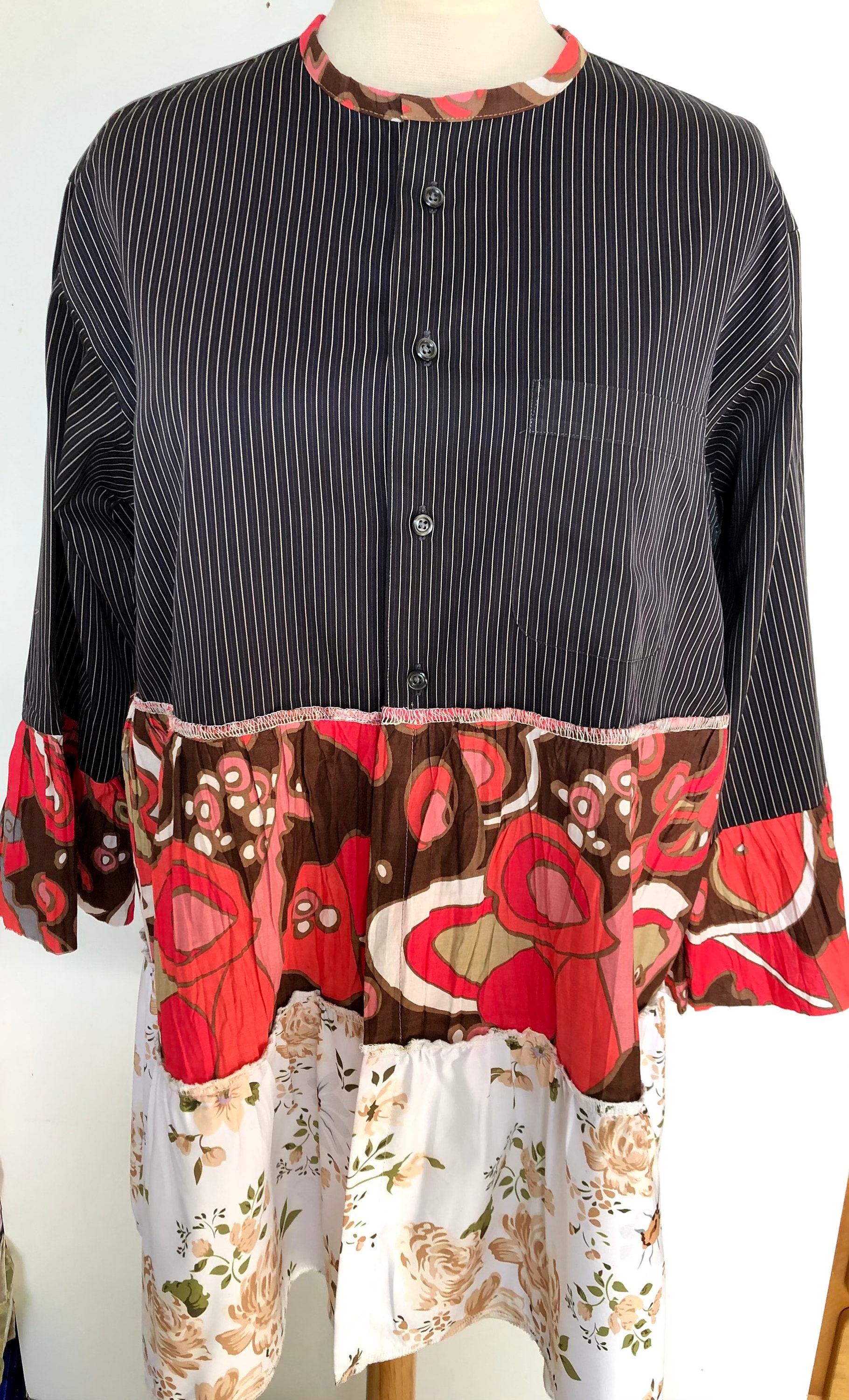 Upcycled Duster Tunic /refashioned Duster Dress/reworked Shirt Dress ...