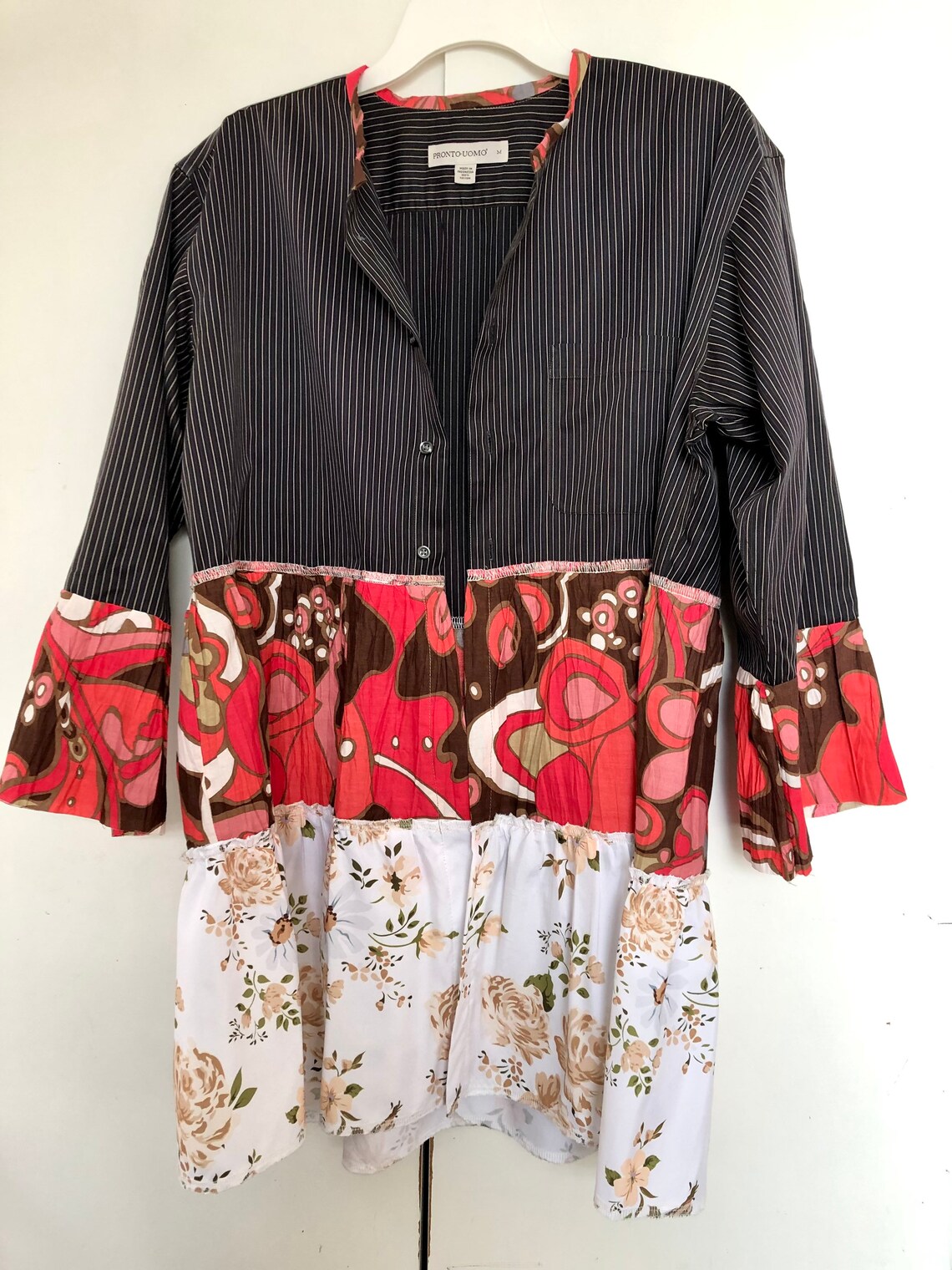 Upcycled Duster Tunic /refashioned Duster Dress/reworked Shirt Dress ...