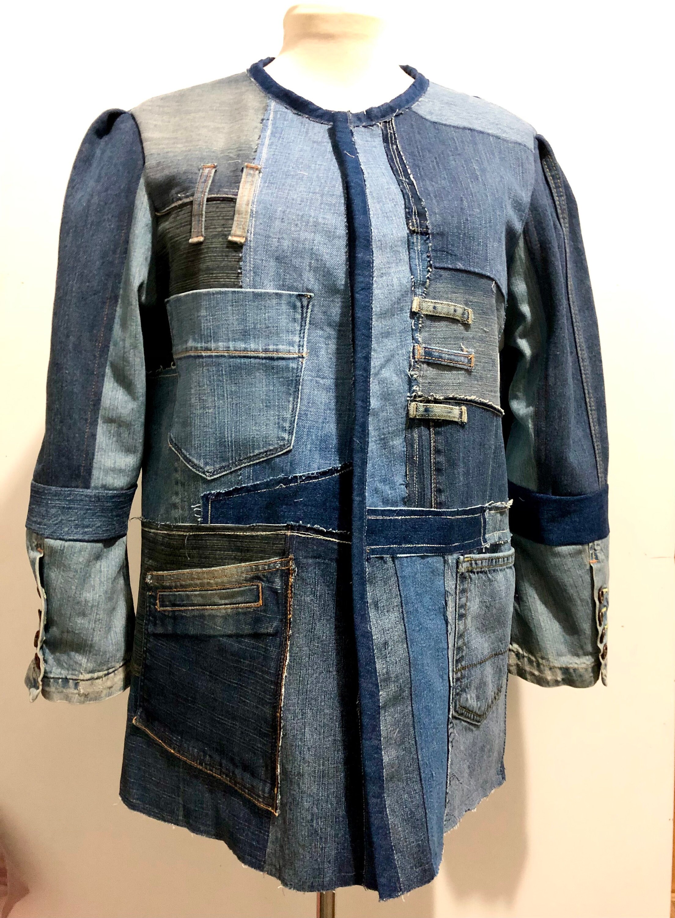 Upcycled Denim Open Jacket/patchwork Jacket/handmade Denim - Etsy