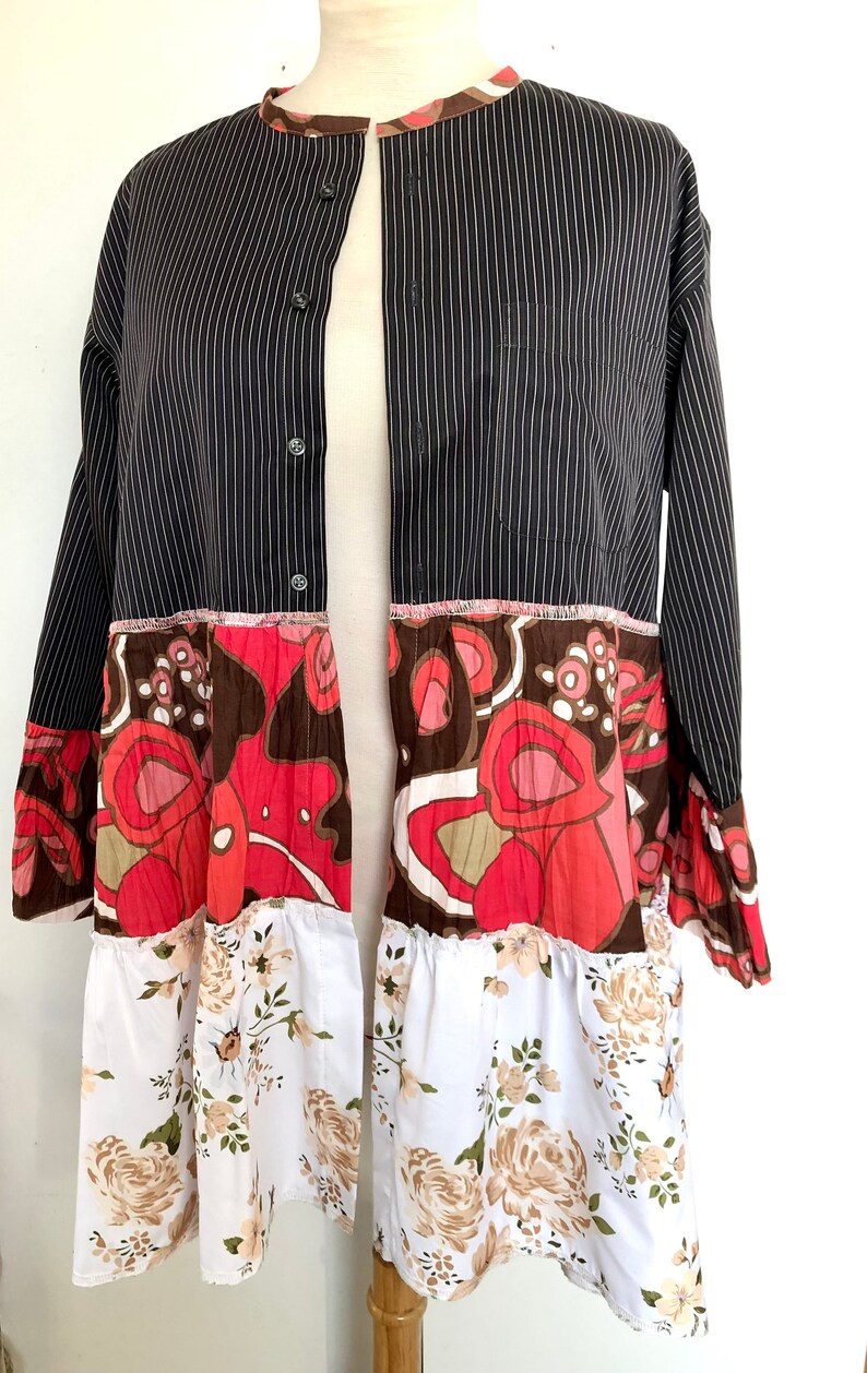 Upcycled Duster Tunic /refashioned Duster Dress/reworked Shirt Dress ...