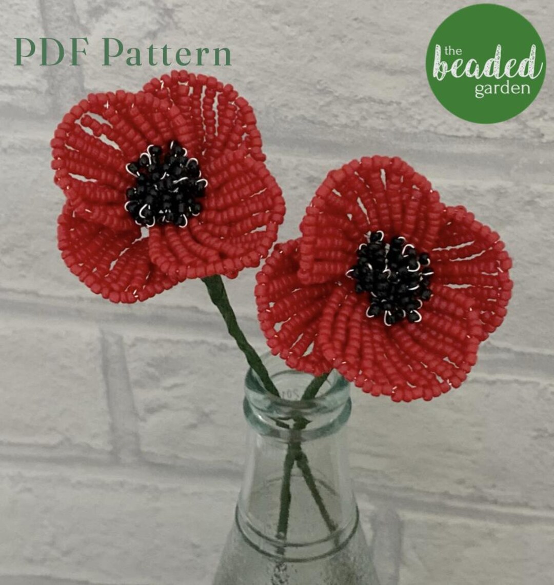 Poppy - PDF Pattern Only - Beaded Flower Tutorial - Etsy Canada