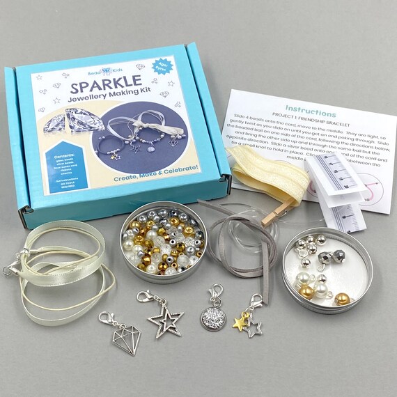 Children s jewellery making kit Sparkle. Craft kit for kids. A creative gift idea