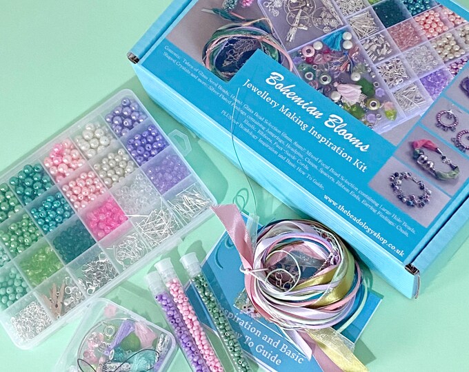 Macrame Jewellery Making Kit Spiral Wrap Bracelet & Crystal Glass Beads ...