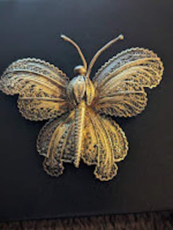 Vintage butterfly brooch filigree - Gem