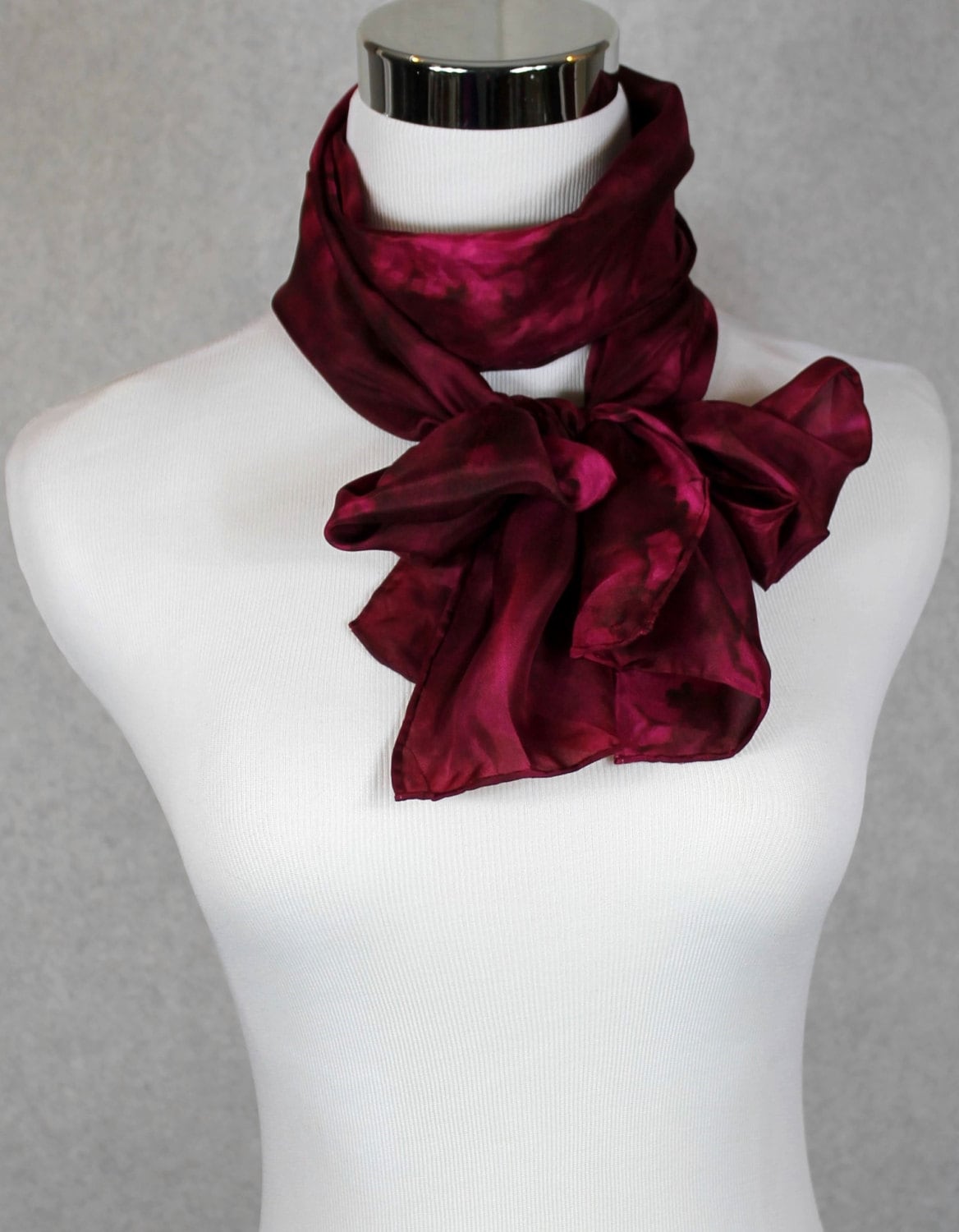 Silk Scarf Garnet Red Silk Abstract Hand Painted Silk Scarf | Etsy