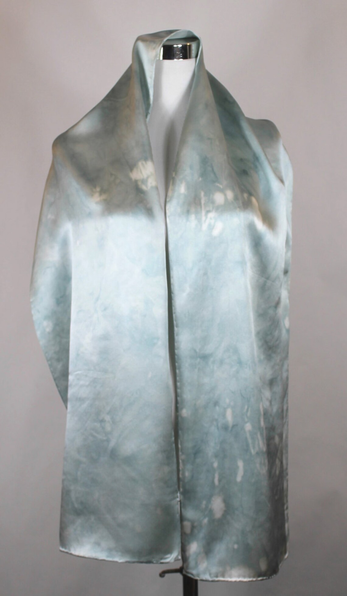 Hand Painted Silk Scarf, Silver Gray Abstract, Elegant Silk Charmeuse ...