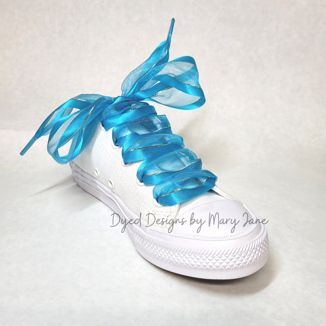 Pair of Metallic Edged Arabesque Ribbon, 1.5" Organza Laces With Satin ...